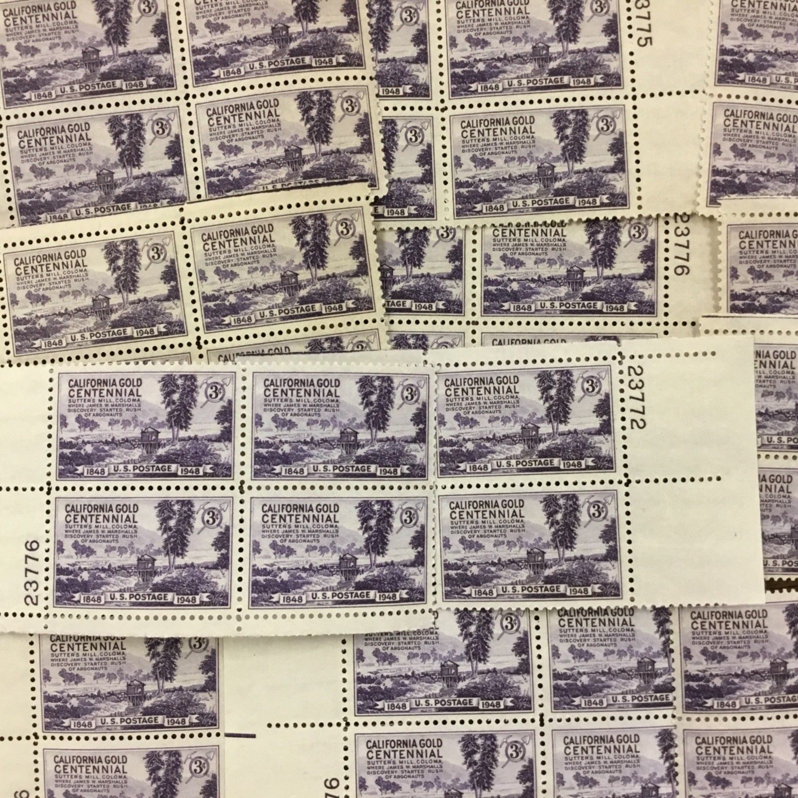 {BJ Stamps} 954 California Gold Rush. 3 cent 25 Plate blocks. Issued in ...
