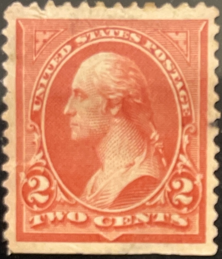 Scott #267 1895 2¢ George Washington type III double line watermark ...
