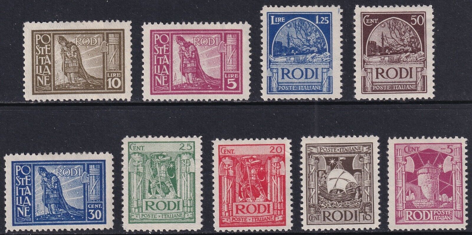 Sc# 15 / 23 Rhodes 1929 King & Queen Aegean Islands Rodi full set MMH ...