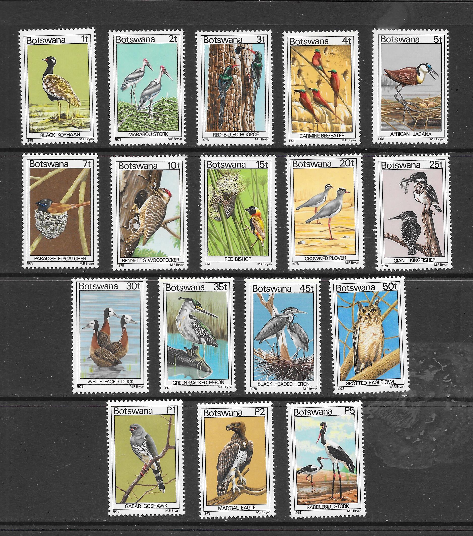Botswana - Clearance #198-214 Birds (See Note0 MNH | Africa - Botswana ...