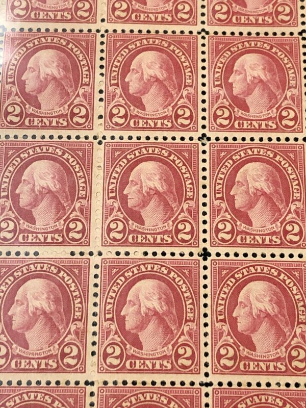 US 634 Washington 2C Block of 25 - Center “Smiling George” Stamp ...