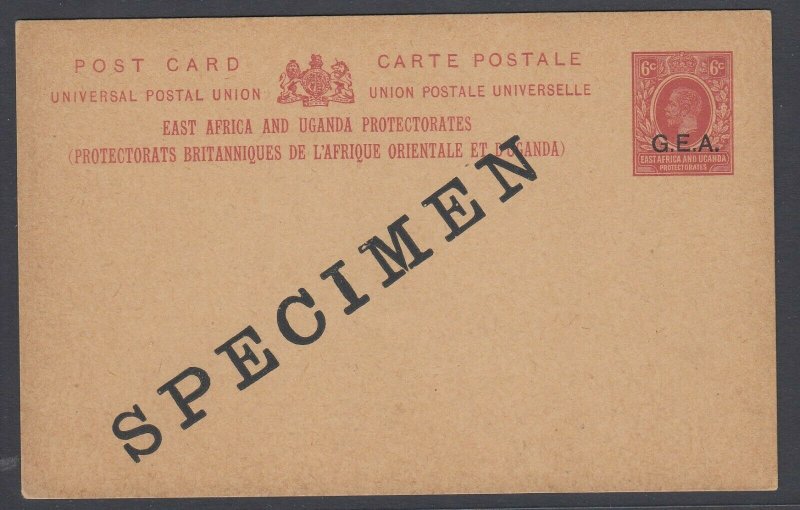 East Africa & Uganda, KGV GEA 6c Postal Card with SPECIMEN overprint ...