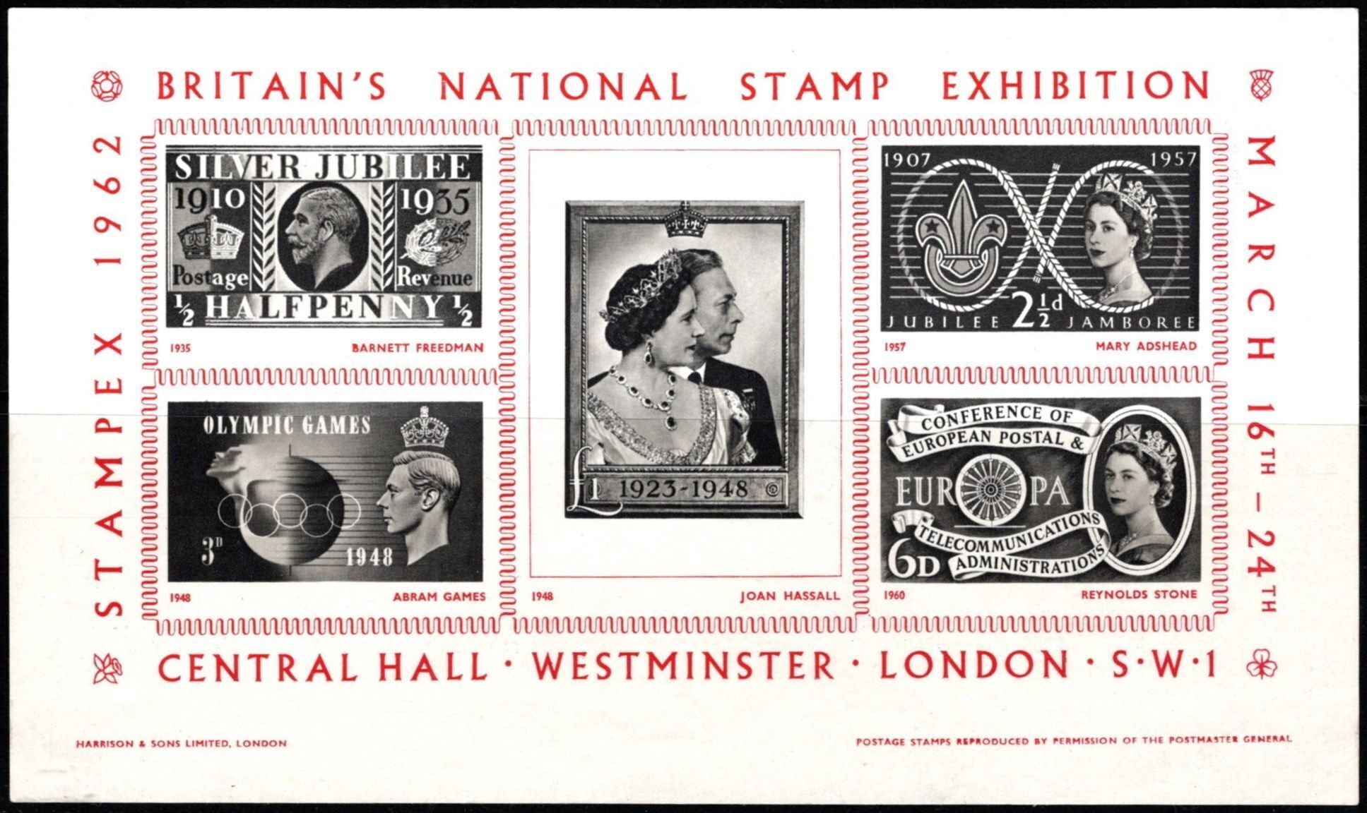 1962 Great Britain Poster Stamp STAMPEX Britain's National Stamp ...
