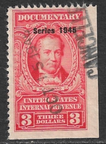 USA 1945 $3.00 W. FORWARD Series 1945 Documentary Revenue Sc R425 VFU ...