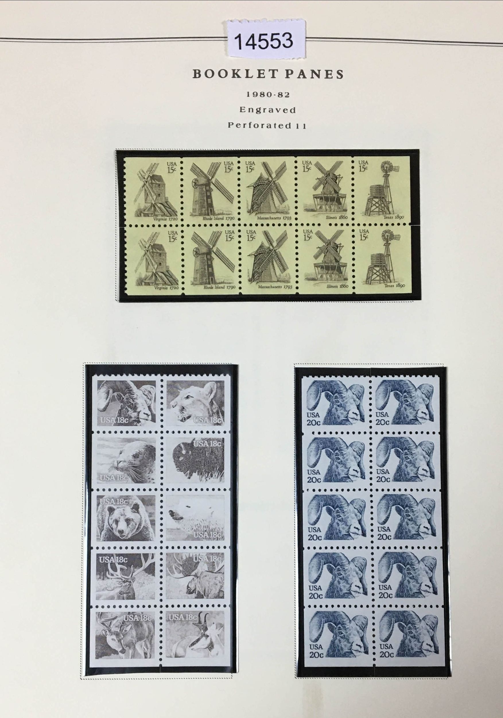 US Stamps # Booklet Panes Collection Mint OG 8 Pages LOT #14553 ...