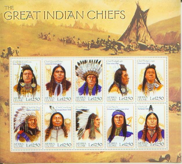 Great Indian Chiefs, S/S 10, SIER06003 | Worldwide - Other, Stamp ...