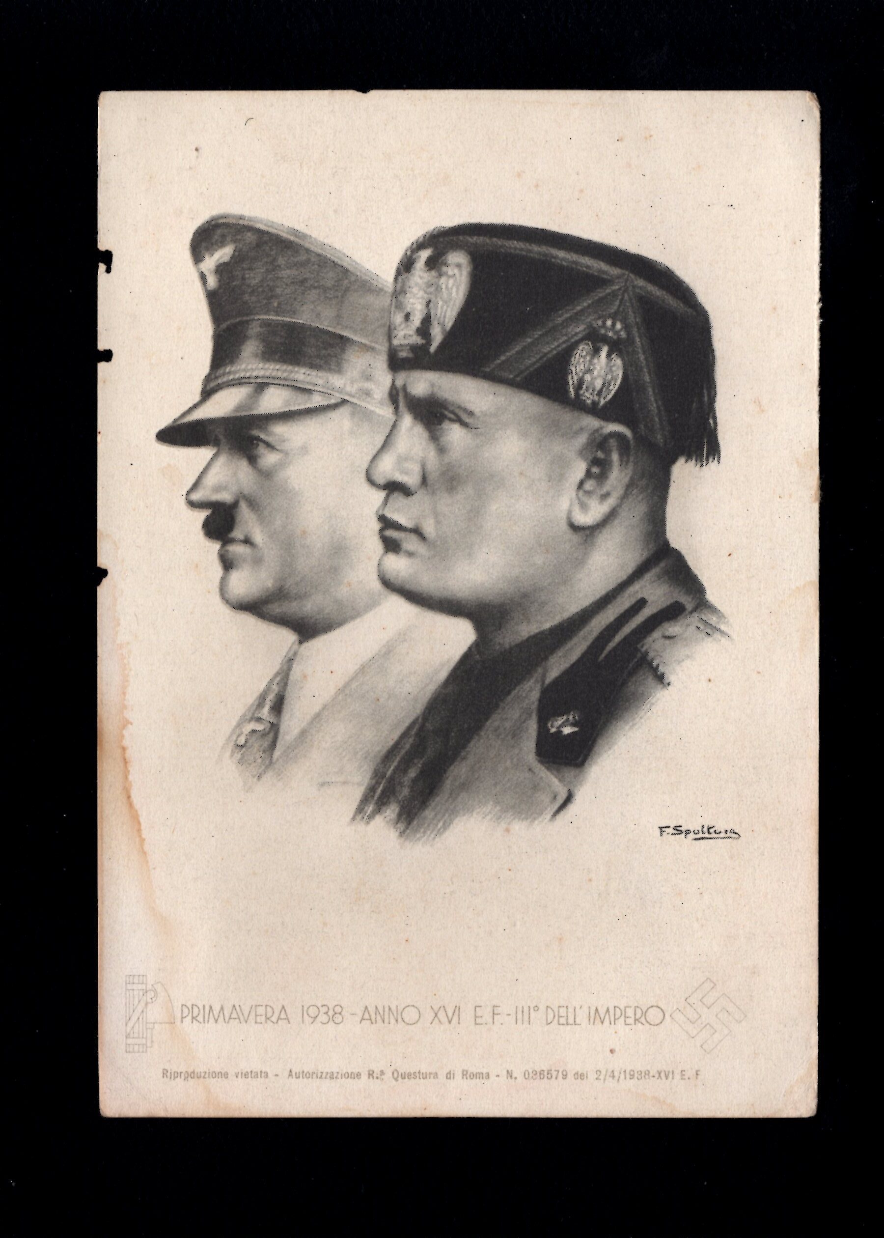 Italy Germany Scarce Hitler Mussolini Spring Visit 1938 Unused Postcard ...