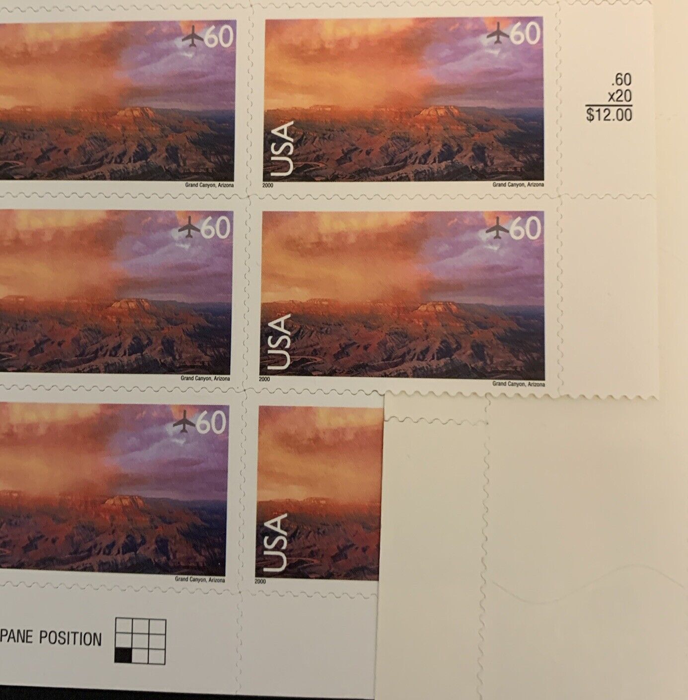 # C135 Grand Canyon Sheet of Twenty 60 Cent Airmail Postage Stamps ...