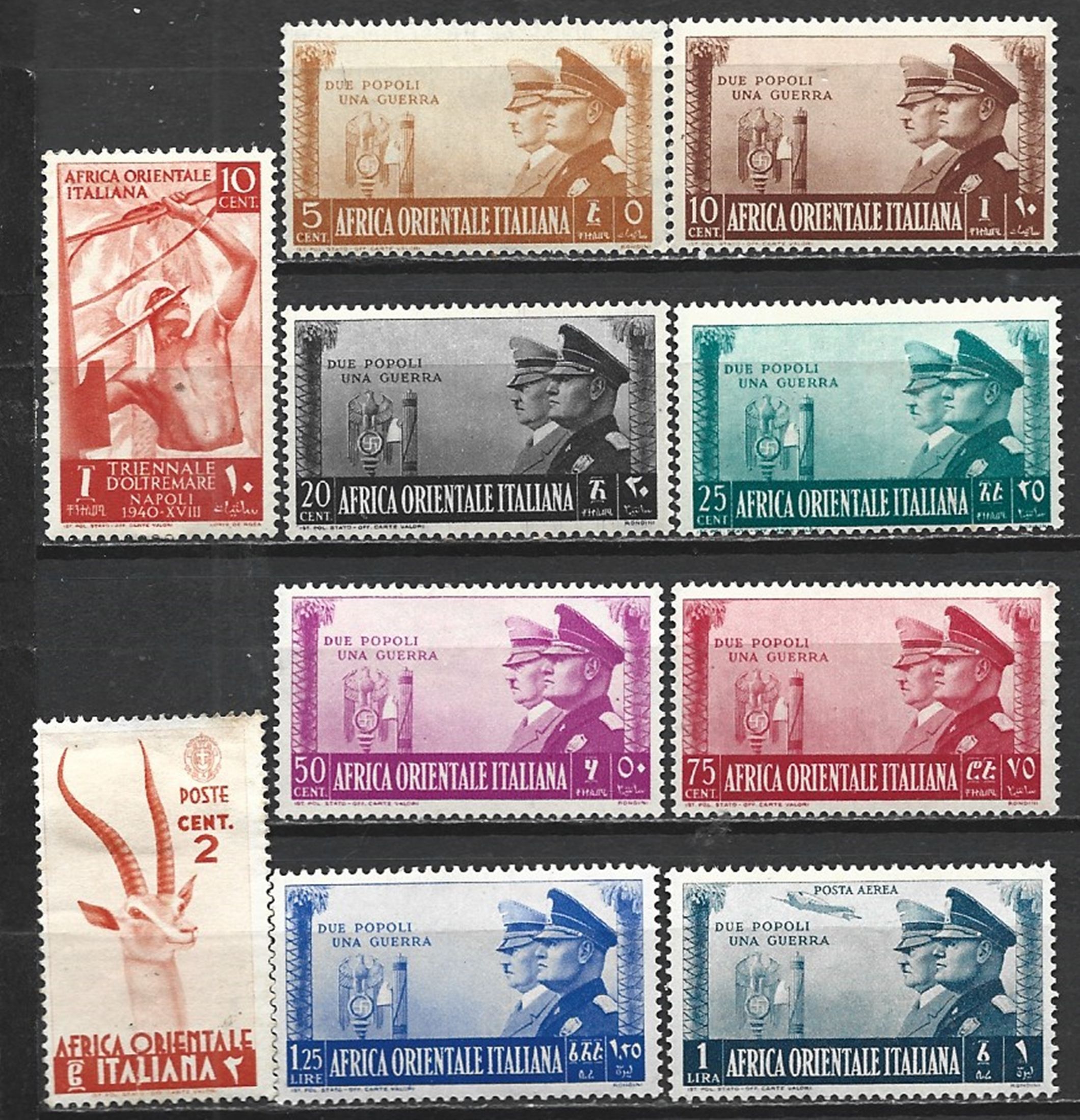 Collection LOT 21326 Italian East Africa 9 MH Stamps 1940+ Cv+$38 ...