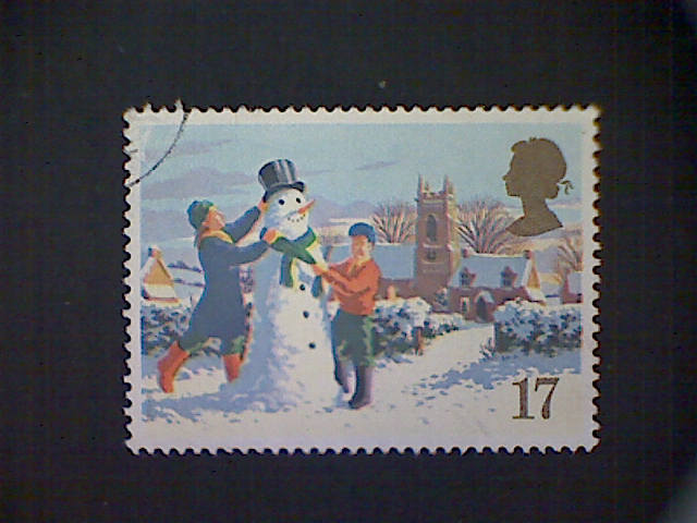 Great Britain, Scott #1340, used(o), 1990, Christmas, Snowman, 17p ...