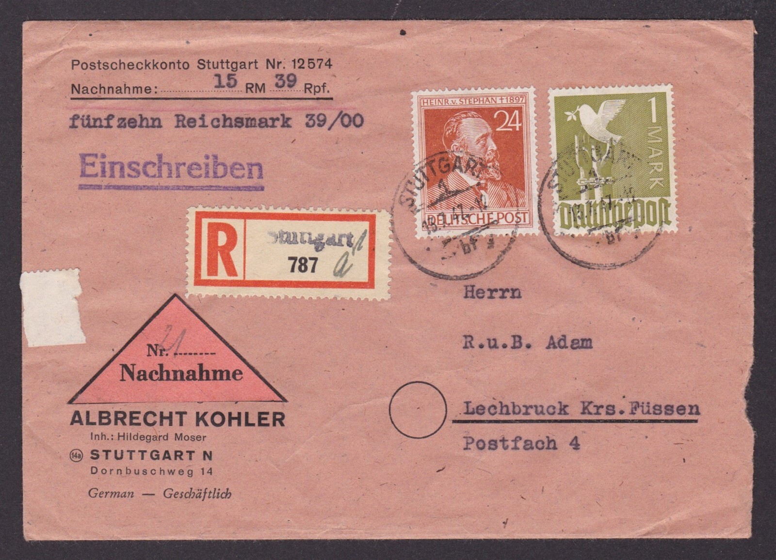 GERMANY 1947 Soviet zone, Registered cover from Stuttgart | Europe ...