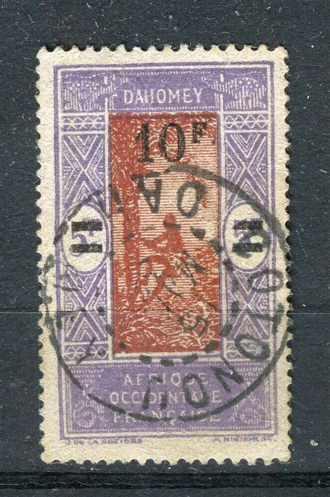 FRENCH COLONIES; DAHOMEY early 1900s pictorial issue used 10Fr ...