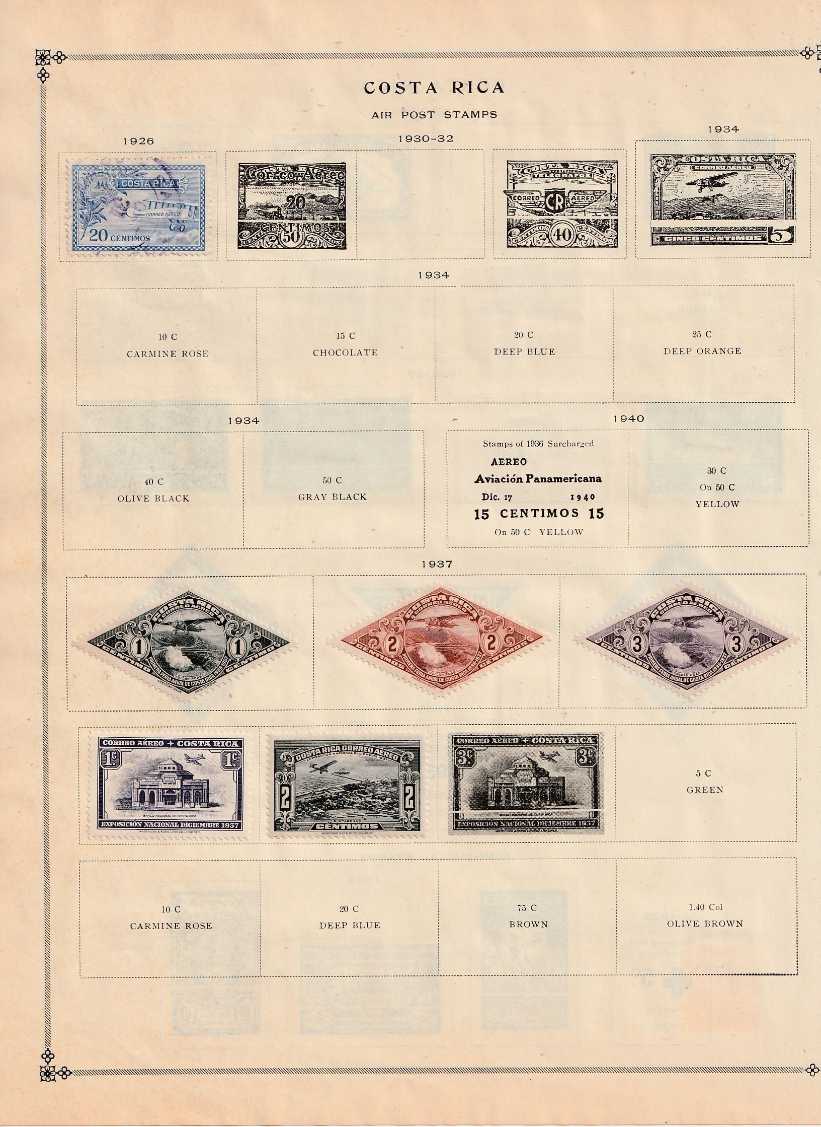 Costa Rica Collection - 6 Scans, All the stamps are in the scans ...