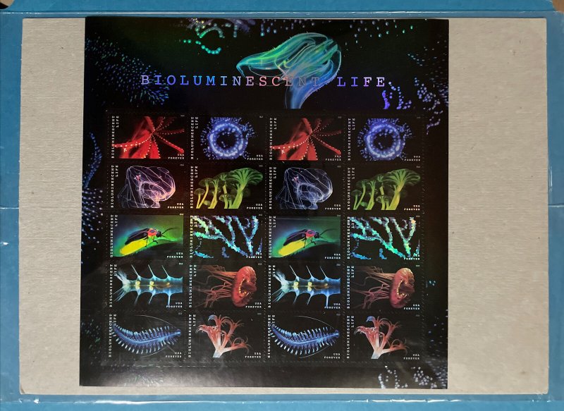 5264-5267 BIOLUMINESCENT LIFE Pane of 20 US Forever Stamps 2018 MNH ...