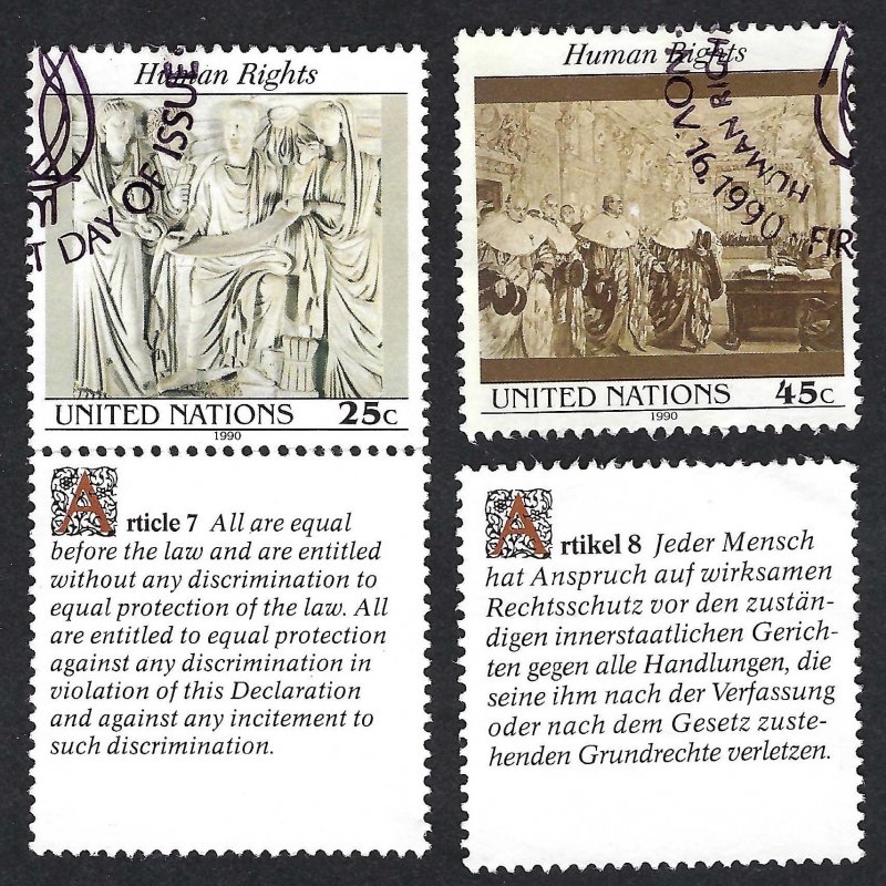United Nations #582-583 25¢ & 45¢ Declaration of Human Rights (1990 ...