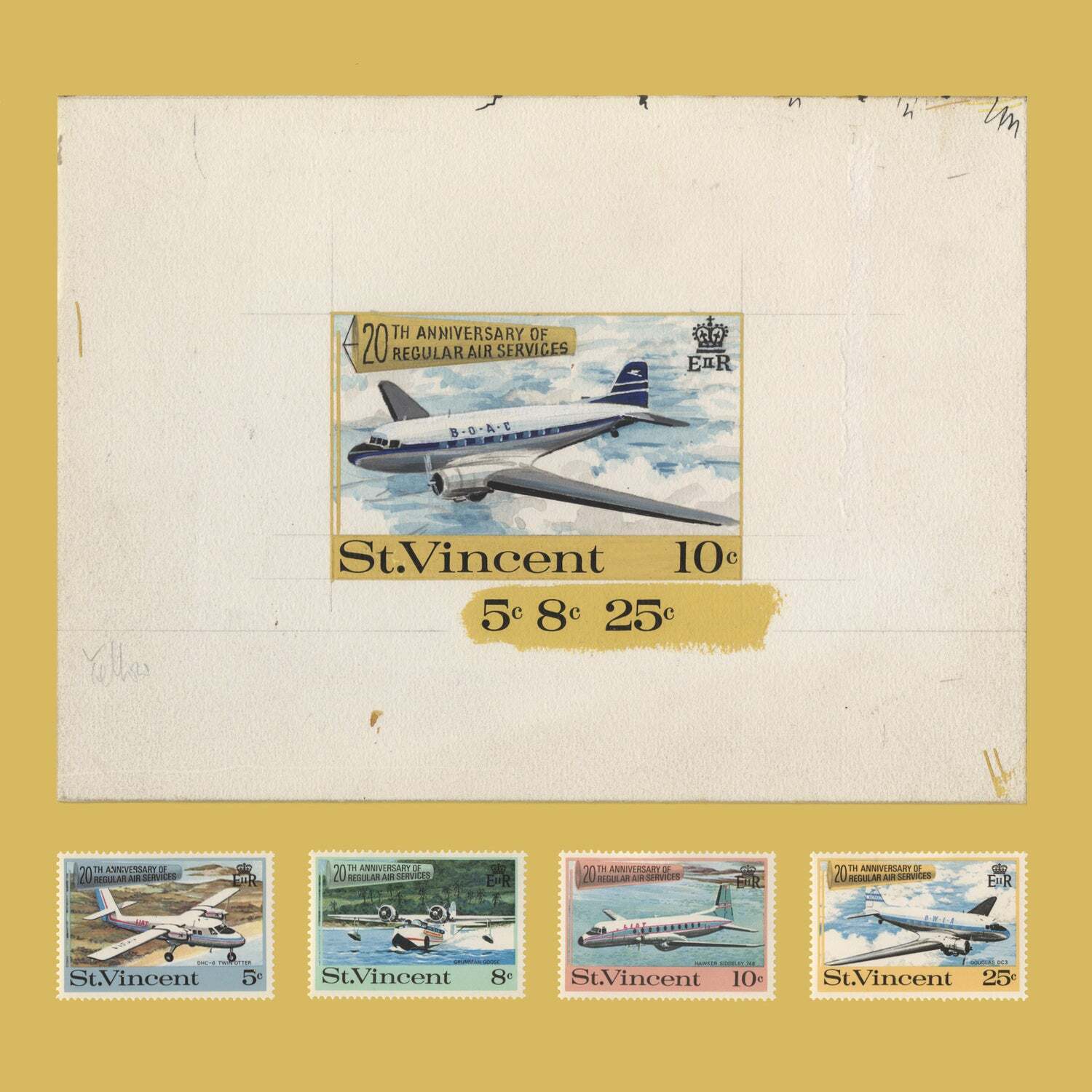 Saint Vincent 1970 Regular Air Services artwork by Richard Granger ...