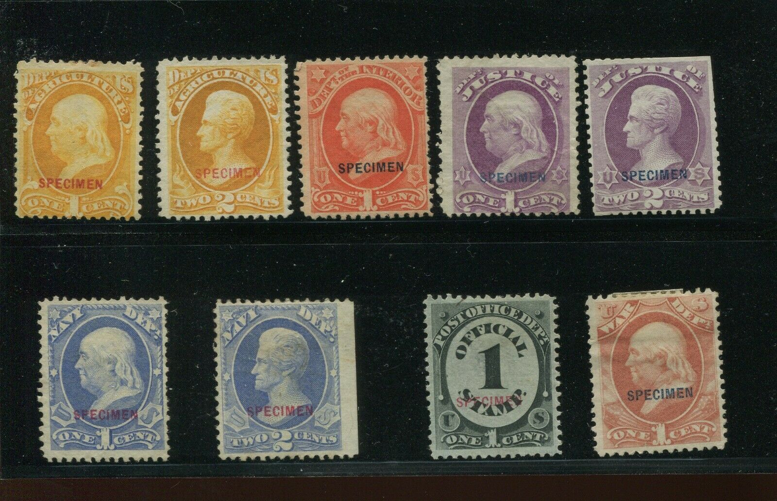 O1S//O83S Official Specimen Nice Lot of 9 Stamps Scott CV $425+ (Bx ...
