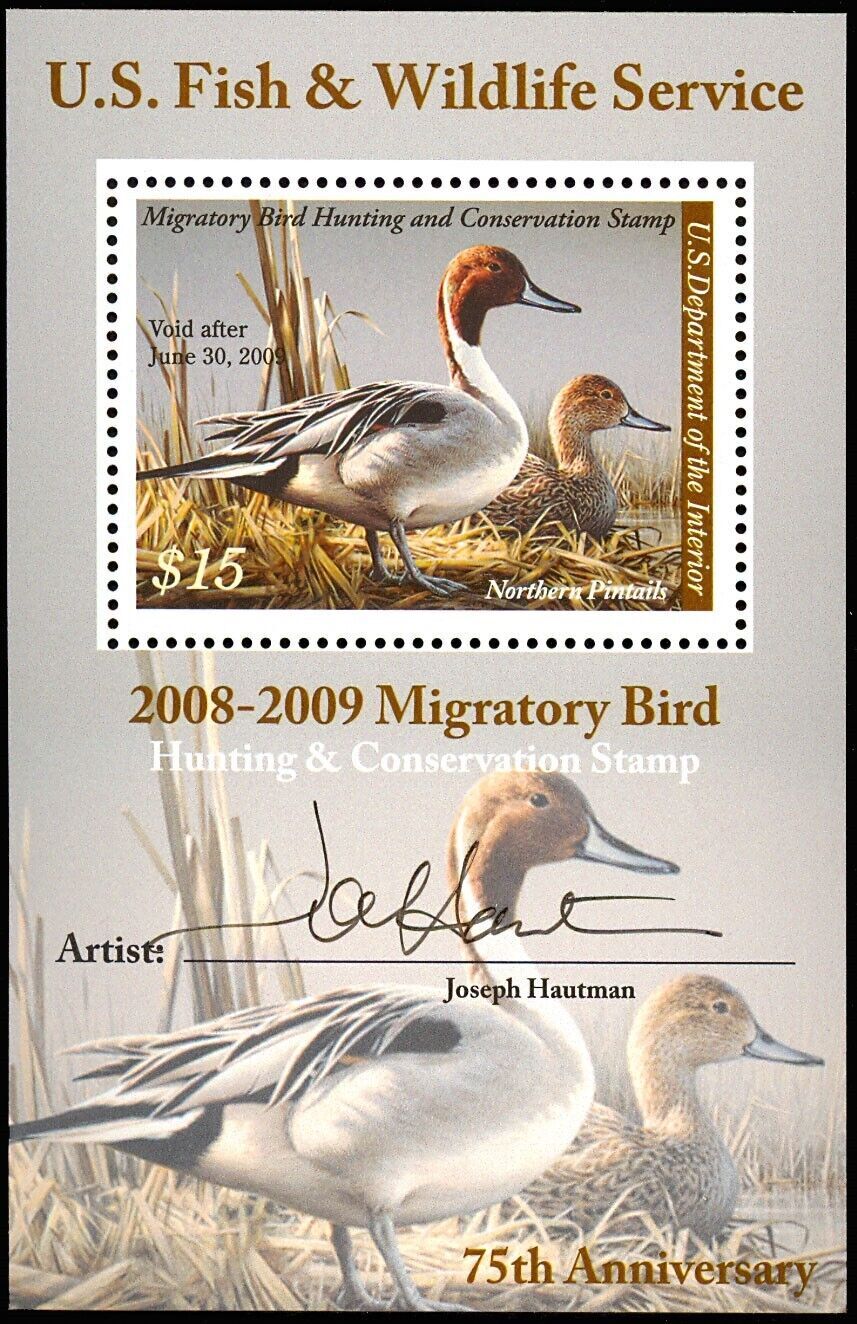 RW75b, Mint NH Signed Souvenir Sheet of One Duck Stamp - Stuart Katz ...