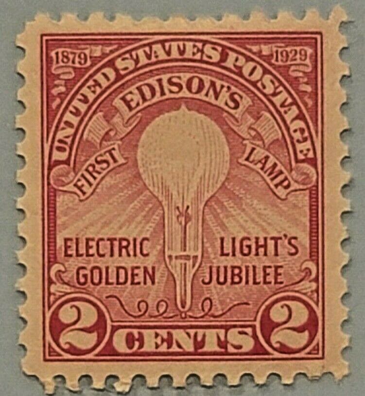 Scott# 654 - 1929 Commemoratives - 2 cents Edison's First Lamp Single ...