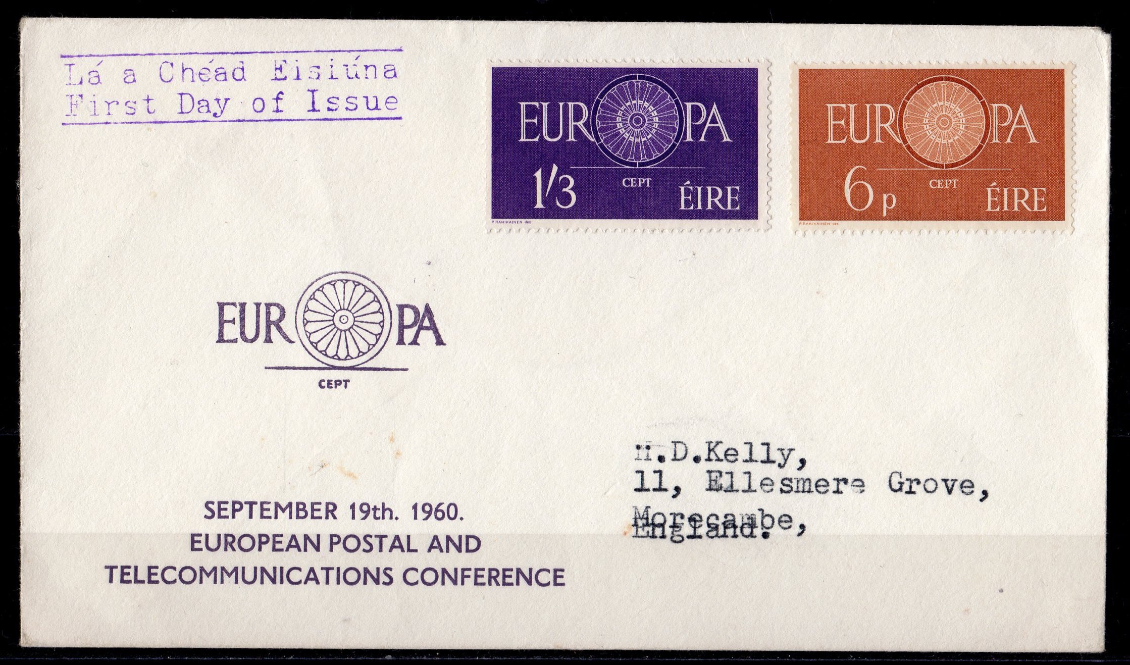 Ireland 1960 Sc#175/176 EUROPA ISSUE FDC who never was Cancel ...