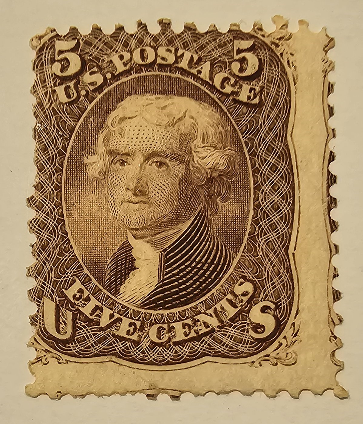 US Stamp Scott #76 ($1400) - A25 5c brown (Washington) - Mint OG H ...