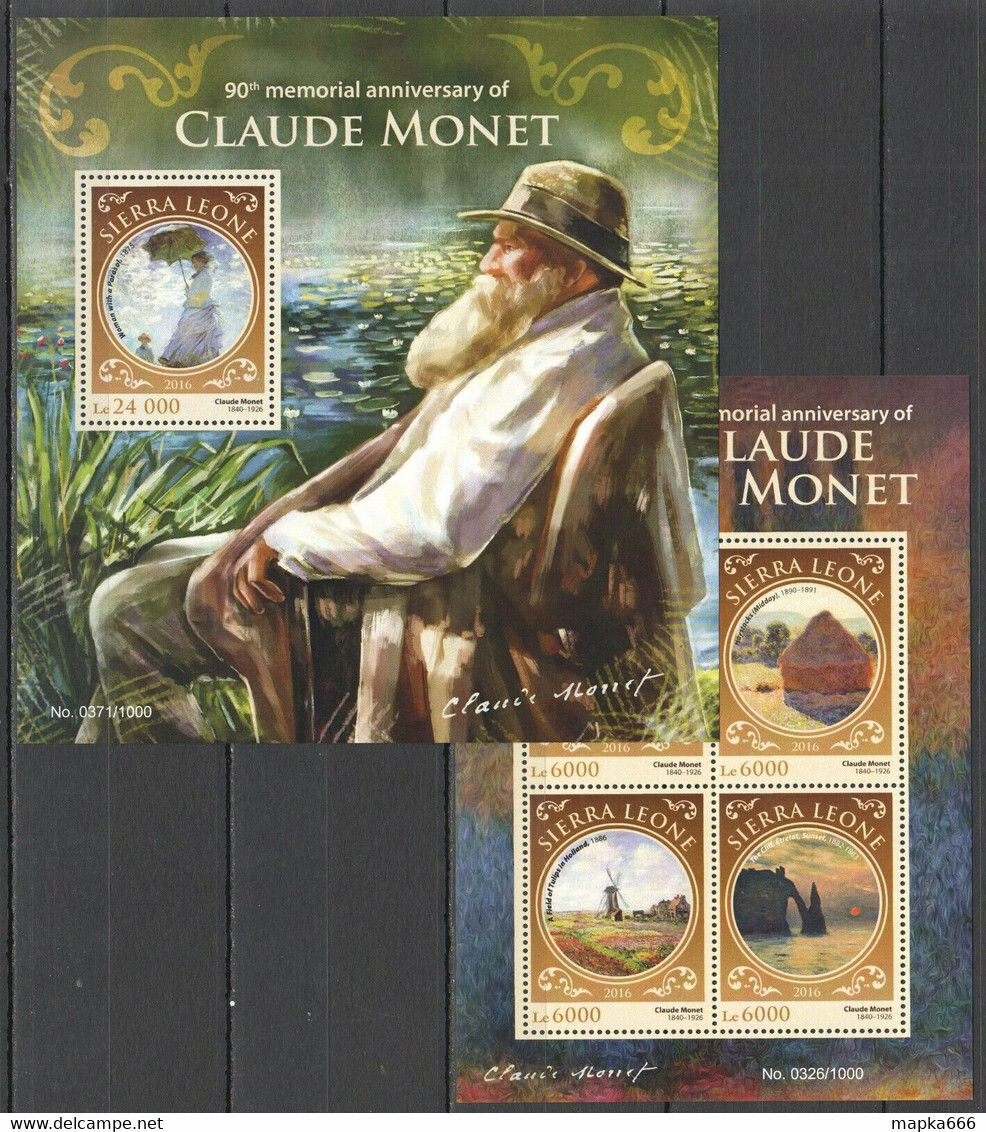 2016 Sierra Leone Art Paintings Claude Monet 1Kb+1Bl ** Stamps St416 ...