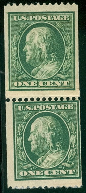 US #385 1¢ green, Paste-Up pair, og, LH, Weiss certificate | United ...