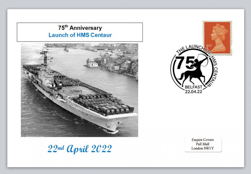 GB 2022 launch hms centaur flat top militaria naval ships postcard #2 ...