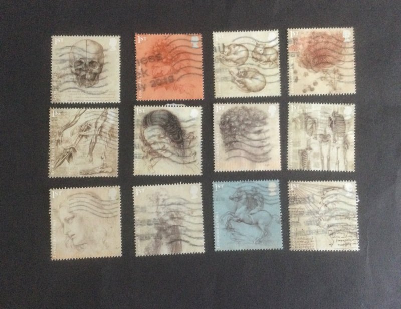 GB 2019 Leonardo Da Vinci. Complete set-12 used stamps. | Great Britain ...