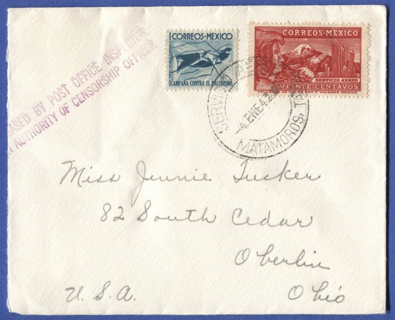 1942 WWII Scarce US Censor marking on cover from MATAMOROS, MEXICO to ...