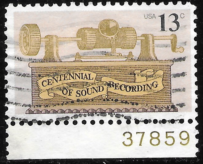 US #1705 used. Plate # single. Centennial of Sound Recording. Nice ...