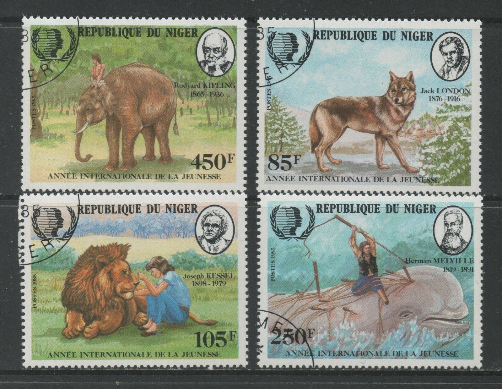 Thematic Stamps Animals - NIGER 1985 Youth Year Animals 1030/3 4V used ...