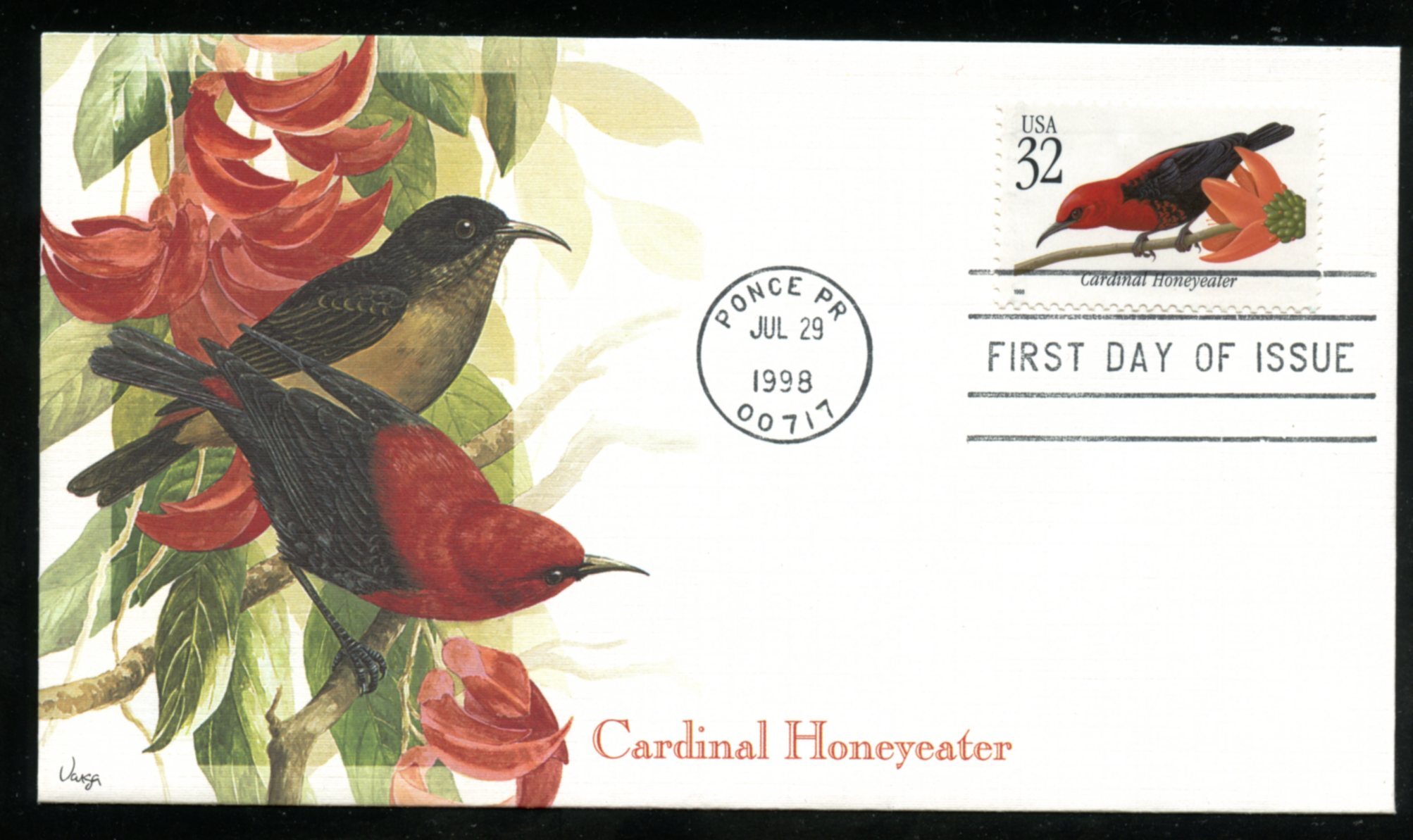 US 3225 Tropical Birds - Cardinal Honeyeater UA Fleetwood cachet FDC ...