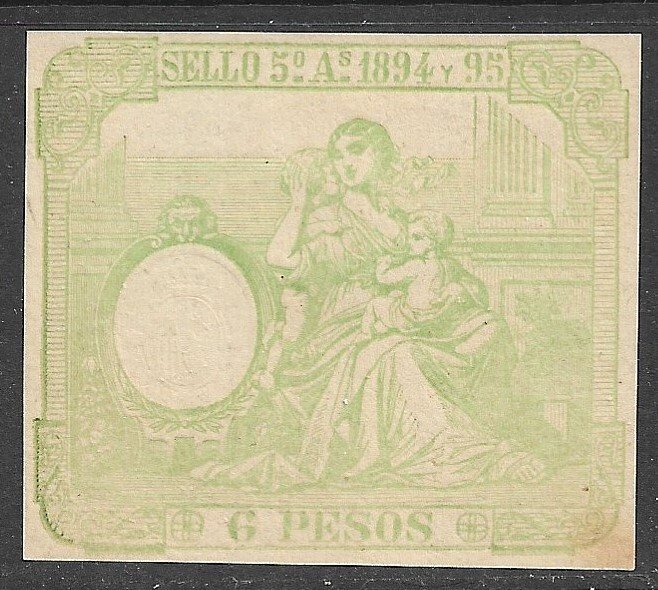 CUBA 1892 6p Stamp Tax Sellos Cut Square Revenue MNGAI | Caribbean ...