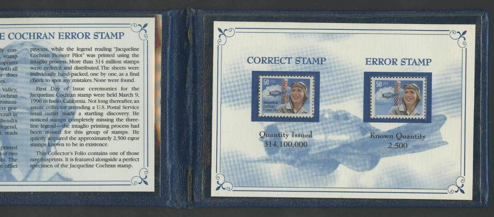 #3066a "COCHRAN" BLACK OMITTED MAJOR ERROR IN PRESENTATION FOLDER ...