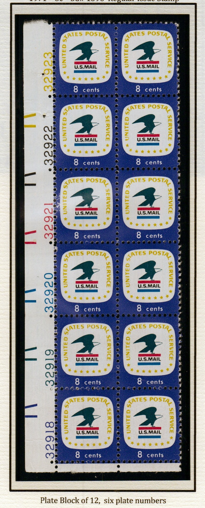 SC# 1396 - (8c) - U.S. Postal Service Emblem, MNH plate block/12 -Left ...