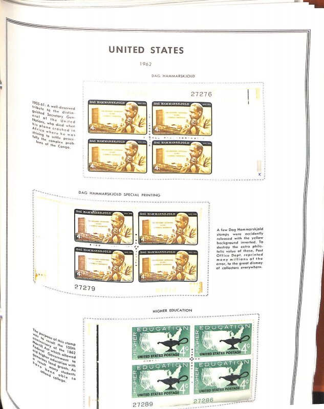 United States Stamp Collection in Harris Plate Block Album 1932-1969 ...