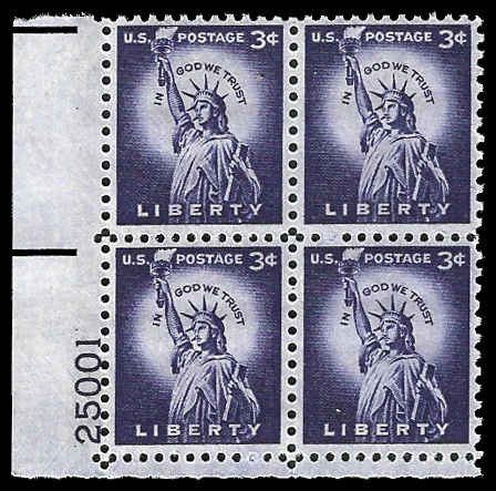 PCBstamps US #1035 3c Statue of Liberty, MNH, (PB-3) | United States ...