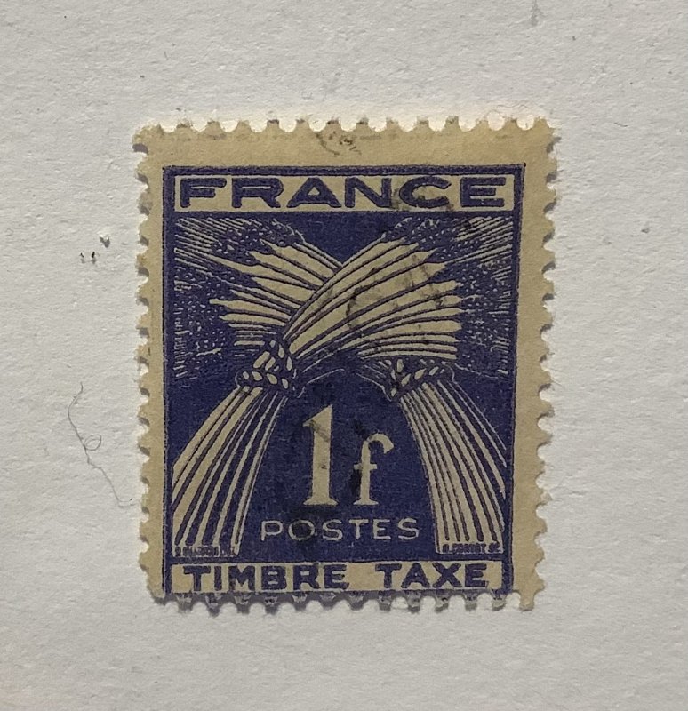 France 1946 Scott J83 used - 1fr, Sheaves of Wheat | Europe - France ...