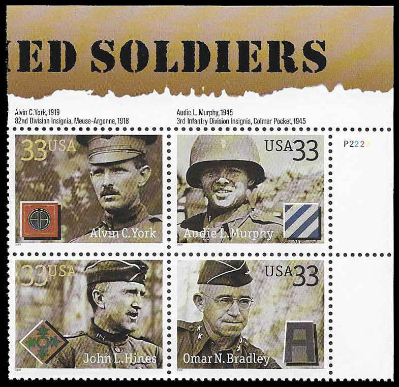PCBstamps US #3393/3396 PB $1.32(4x33c)Distinguished Solders, MNH, (PB ...