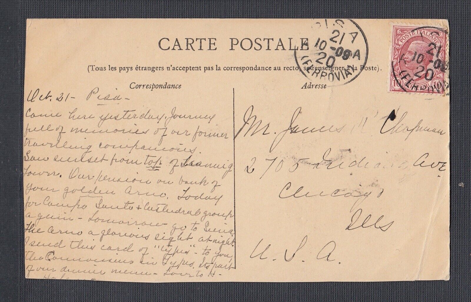 Italy 1920 Curacao Triple SEC Advertising Postcard Pisa to Chicago ...