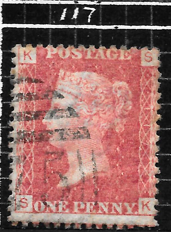 GB QV 1868 SG43 / 44, 1d Penny Red, Good Used, Plate 117 (SK) | Great ...