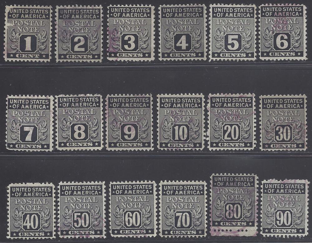 PN1-PN18 Complete Set of Postal Note Stamps 1945 Used * | United States ...