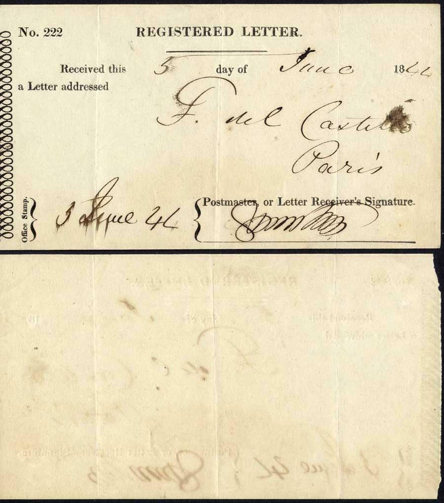 Registered Letter Receipt for Outgoing Mail to France | Great Britain ...