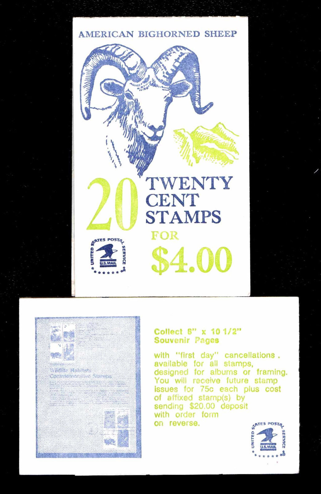 U.S. #Bk142 Bighorn Sheep Booklet of 20 Stamps - Ognh - VF - Cv$10.00 ...