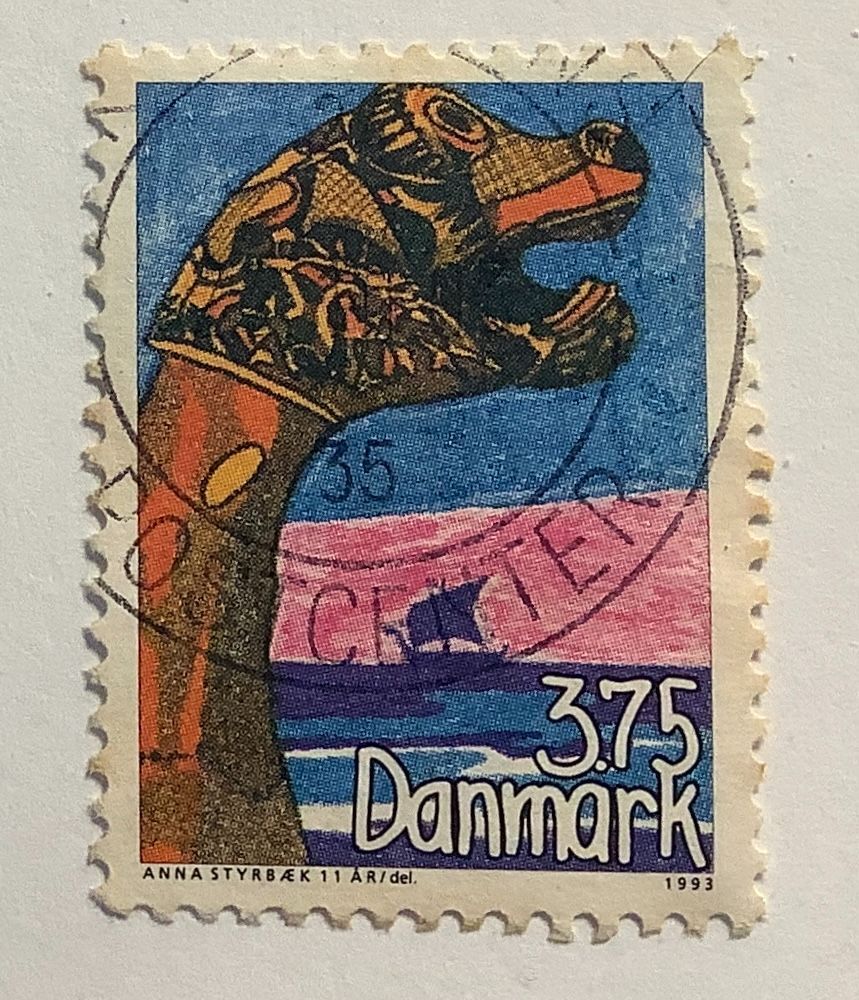 Denmark 1993 Scott 990 used - 3.75k, Prow of Viking Ship, children ...