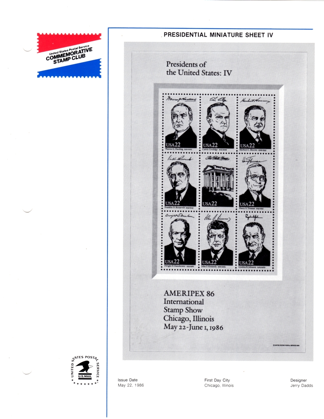 BLUE USPS Commemorative Stamp Club Album Binder #1 Ready for your ...