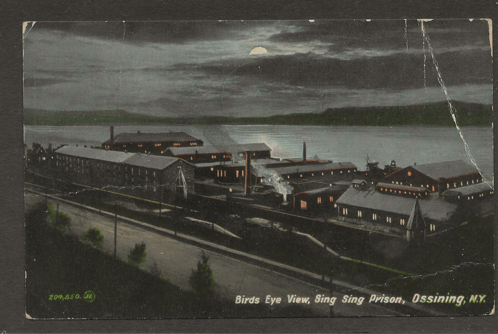 1913 Ossining NY Sing Sing Prison Bird Eye View Postcard Message Turner ...