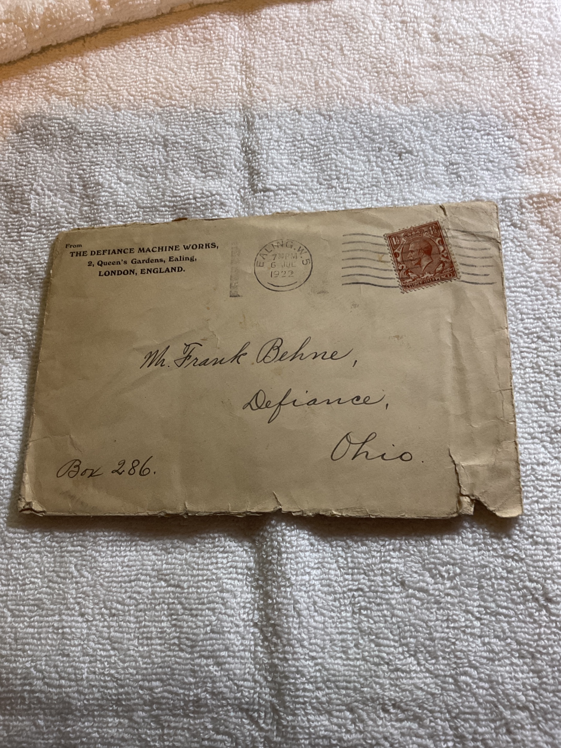 The Defiance Machine Works,London,England.1922.to Defiance,Ohio.U.S.a ...
