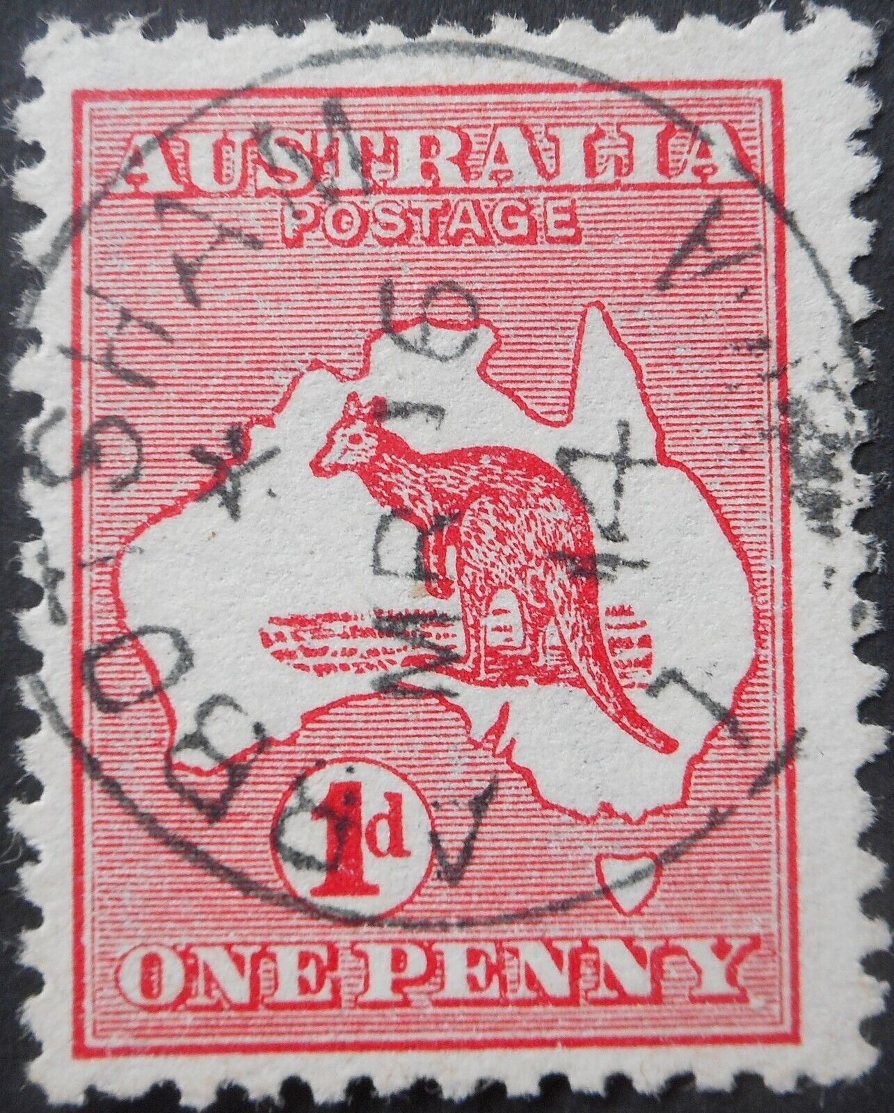 Australia 1913 One Penny Kangaroo with an ABBOTSHAM postmark ...